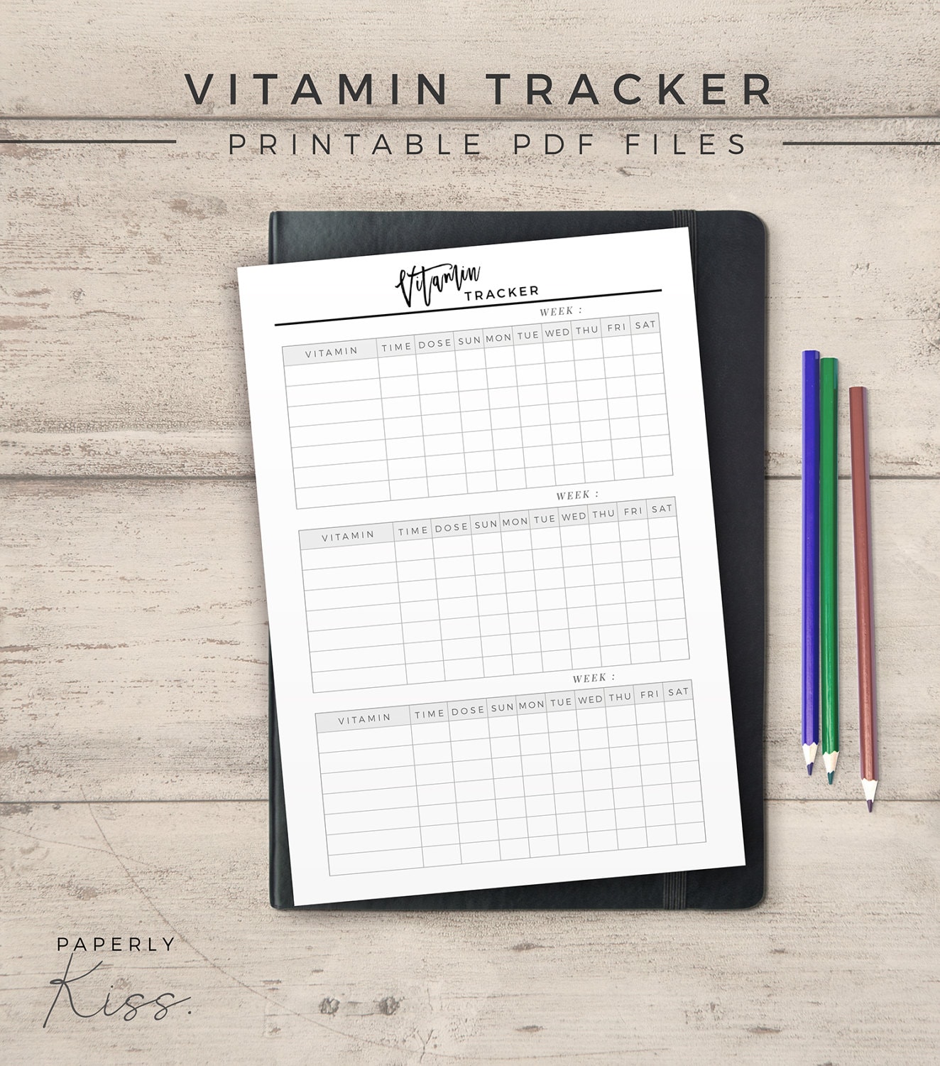 Vitamin Tracker, Printable Planner Inserts, Medication Log, A4, A5 ...