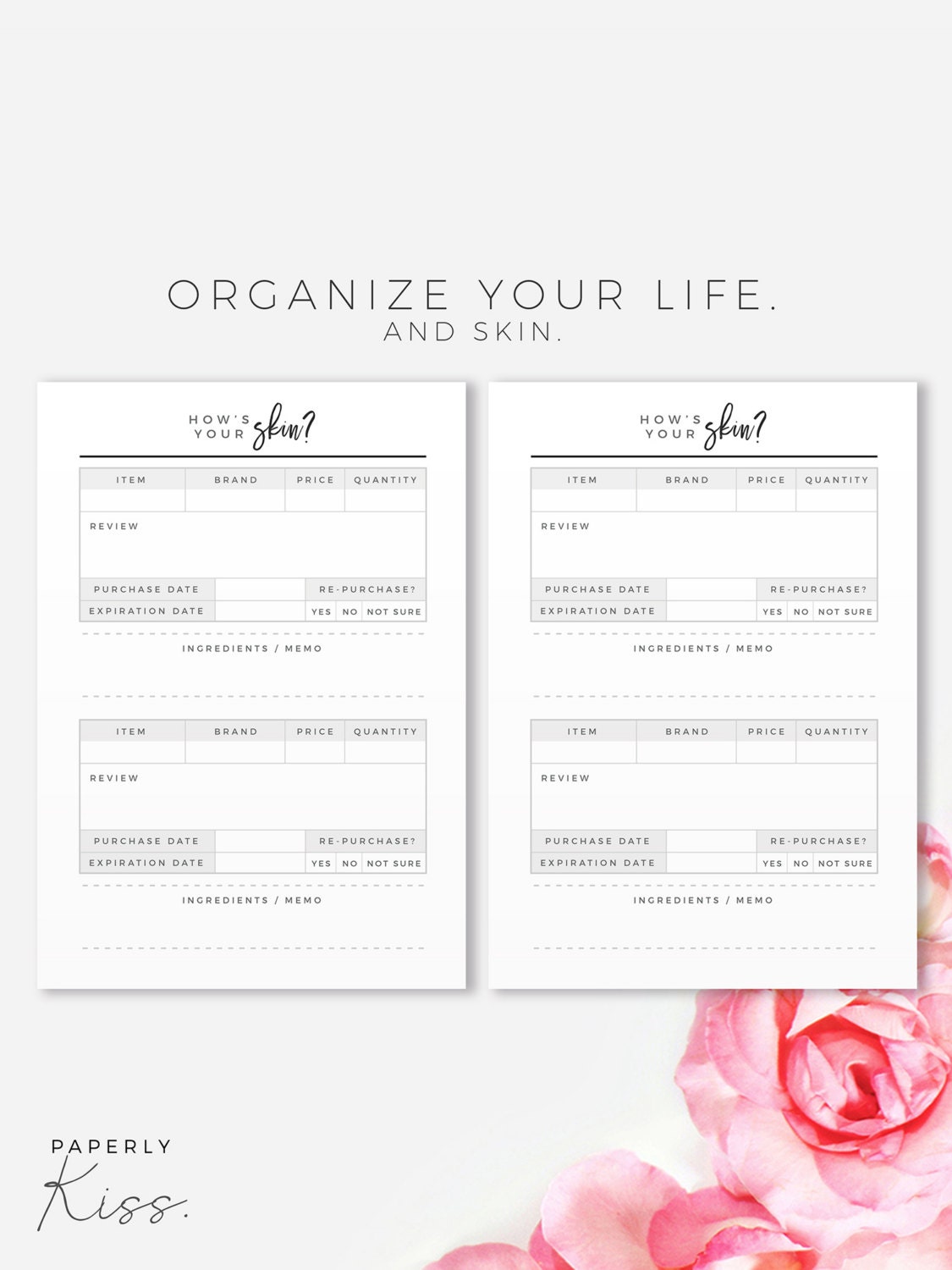 Beauty Tracker, Printable Planner Inserts, Cosmetics Inventory Journal ...