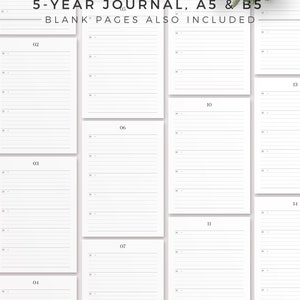 BAY LEAF 5-year Journal | A5 & B5 | Printable Planner Inserts, Undated ...