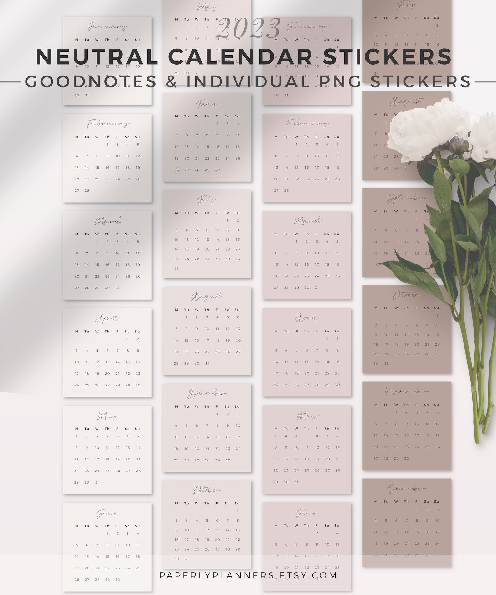2023 NEUTRAL Digital Calendar Sticky Notes Ipad Sticky - Etsy