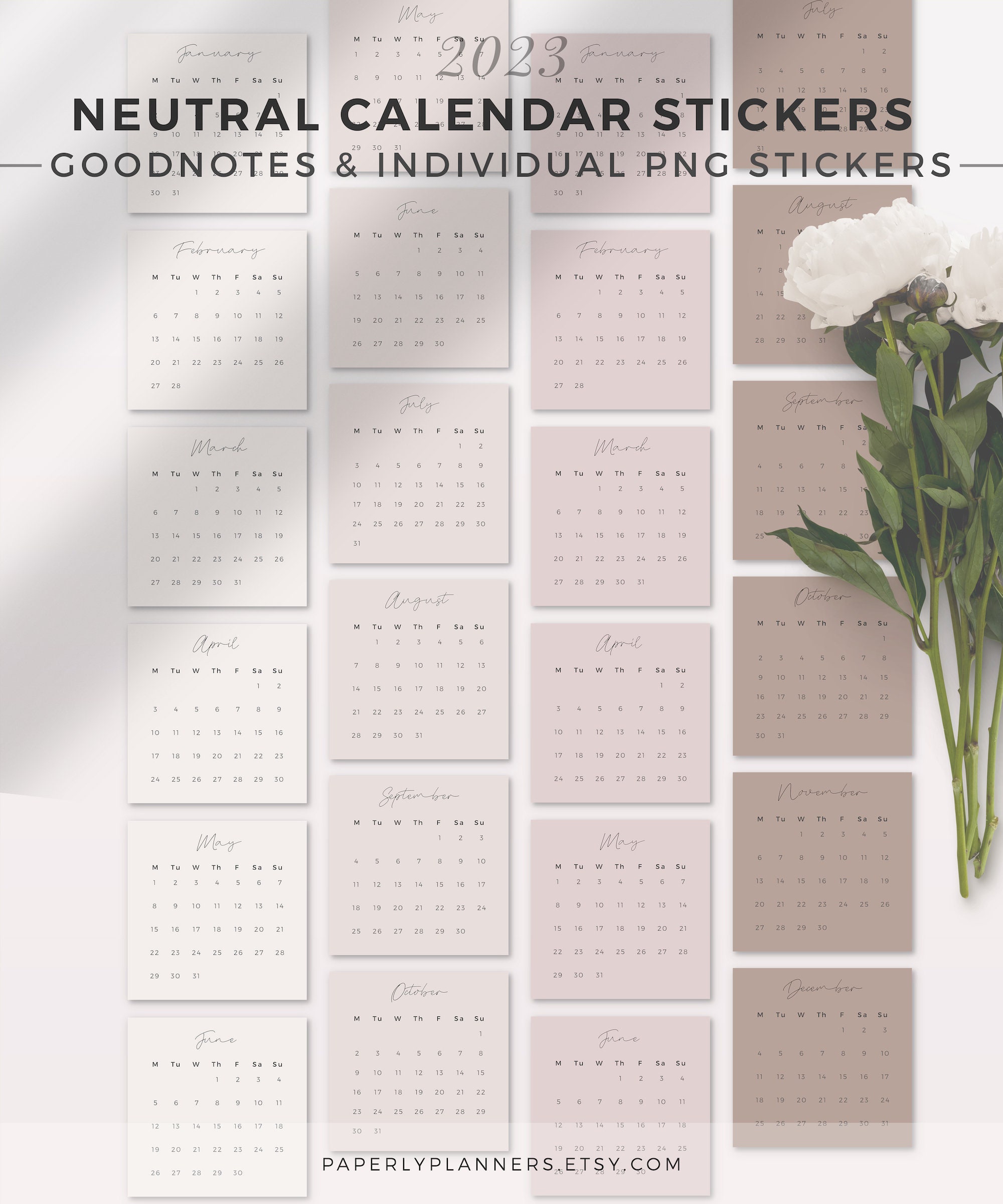 2023 NEUTRAL Digital Calendar Sticky Notes Ipad Sticky - Etsy