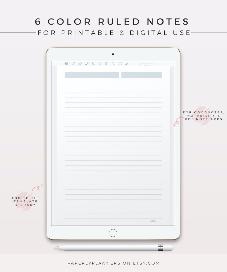 6 PASTEL Ruled Note Template Ruled Note Paper Printable - Etsy