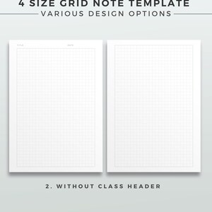 SIMPLE 4-size Grid Note Template | A4 & LETTER | Printable Note Inserts ...
