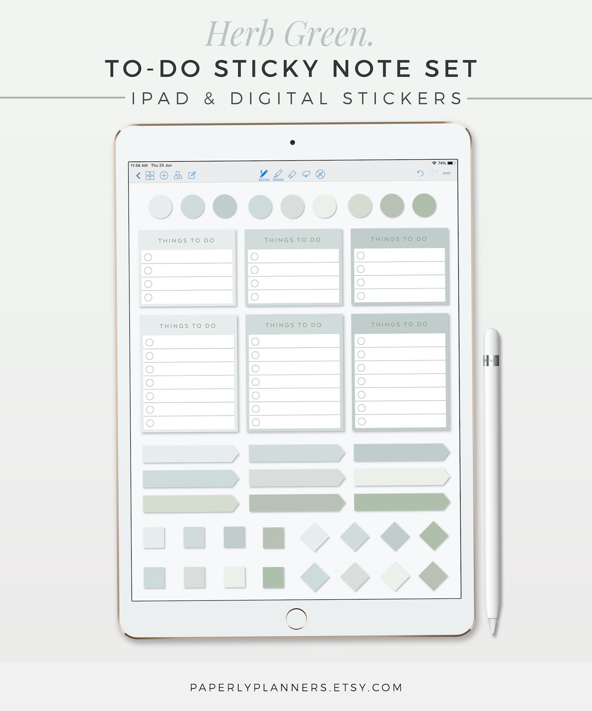 HERB GREEN To-do Sticky Notes Digital Sticky Notes Neutral - Etsy