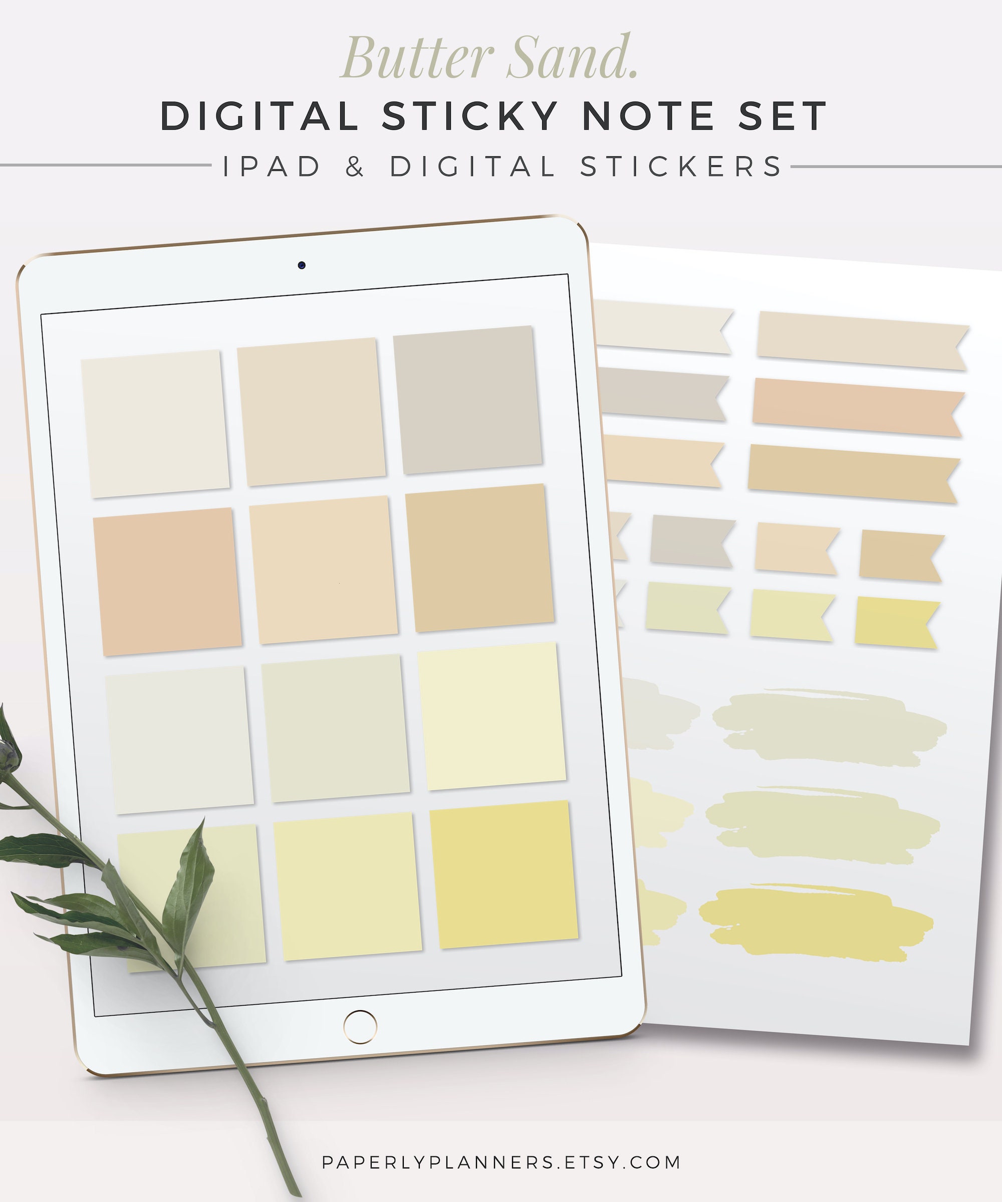 BUTTER SAND Digital Sticky Note Set Neutral Sticky Notes | Etsy