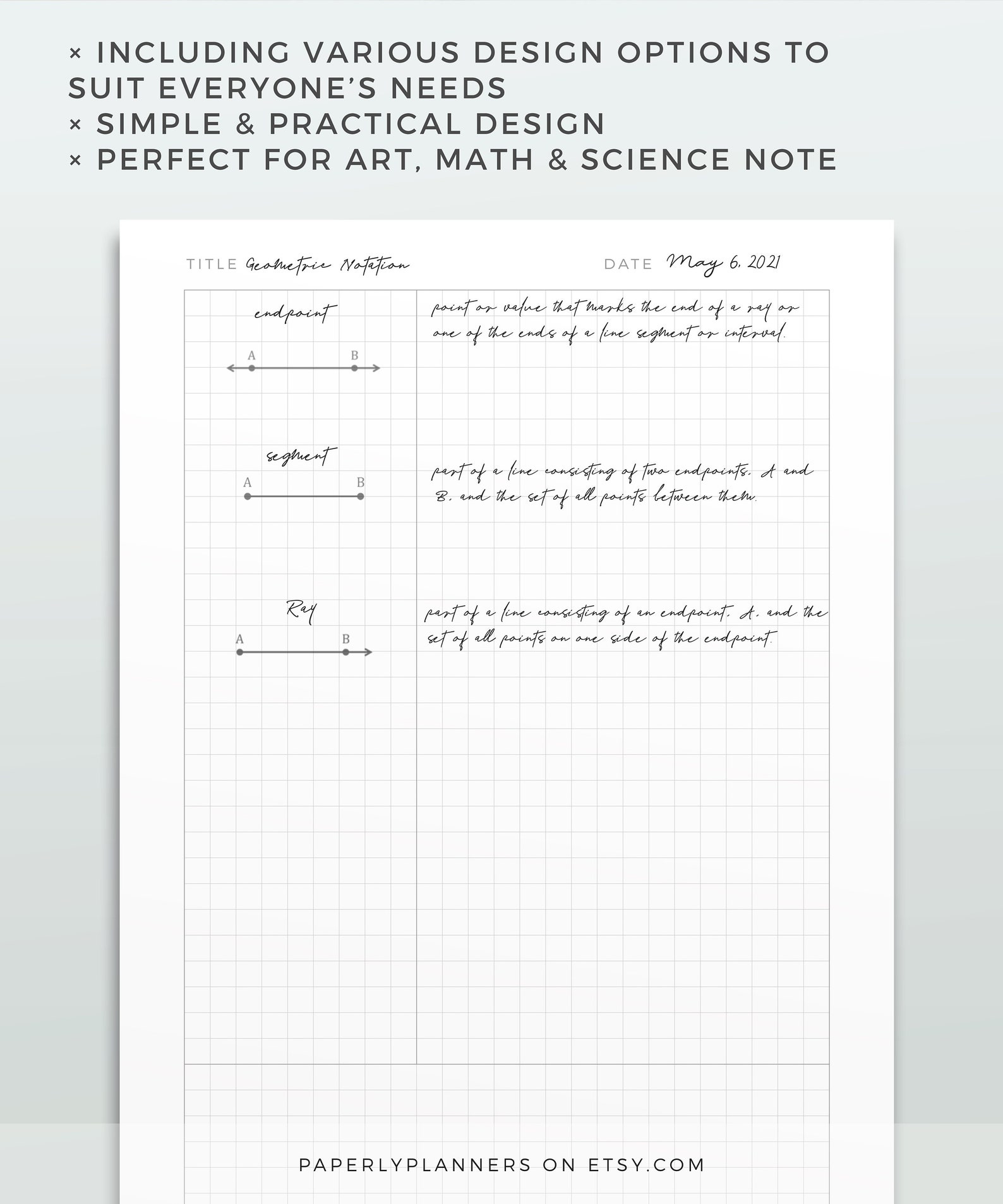 SIMPLE Cornell Grid Note Template A4 & LETTER Printable Note Inserts ...