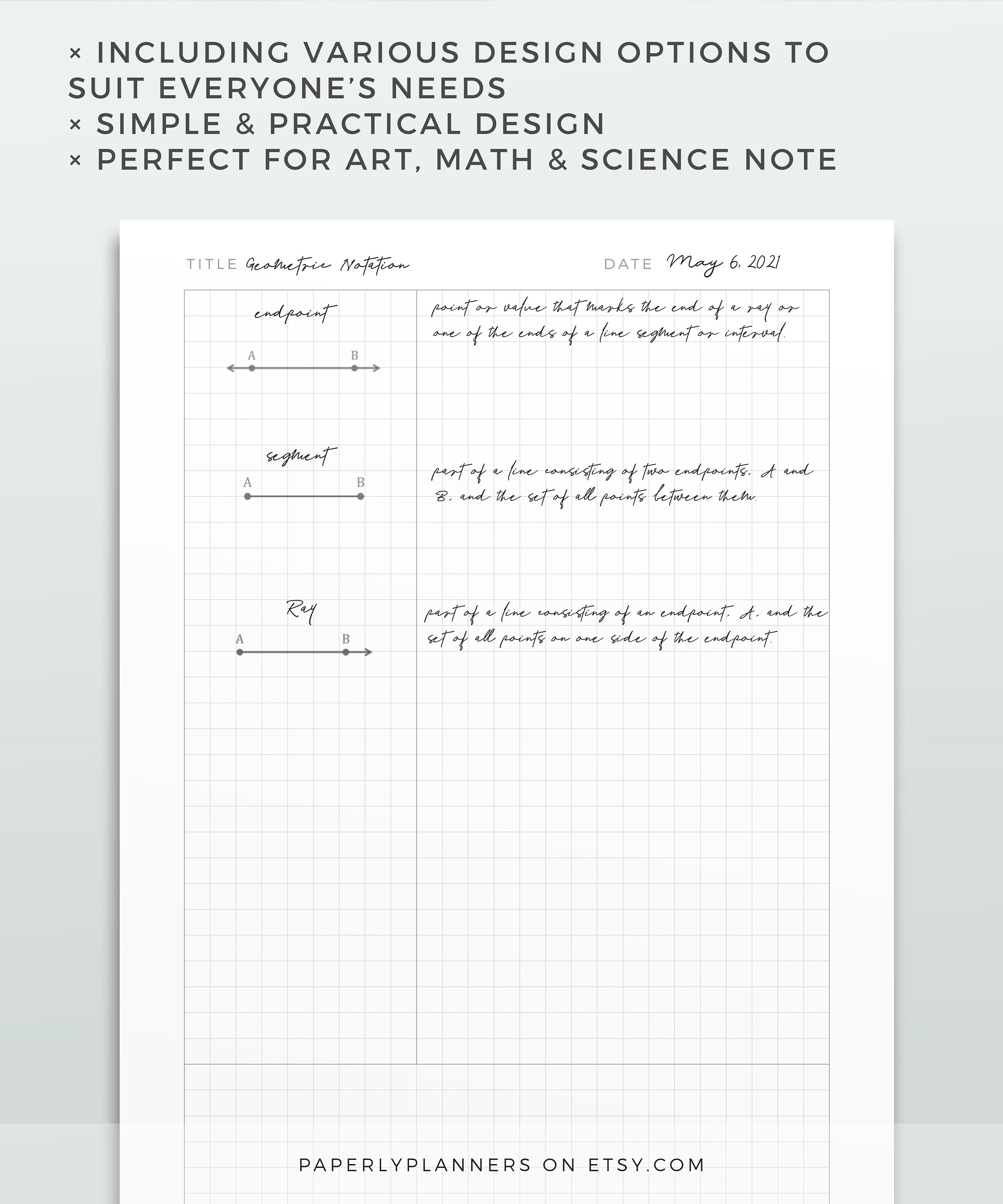 SIMPLE Cornell Grid Note Template A4 & LETTER Printable Note Inserts ...