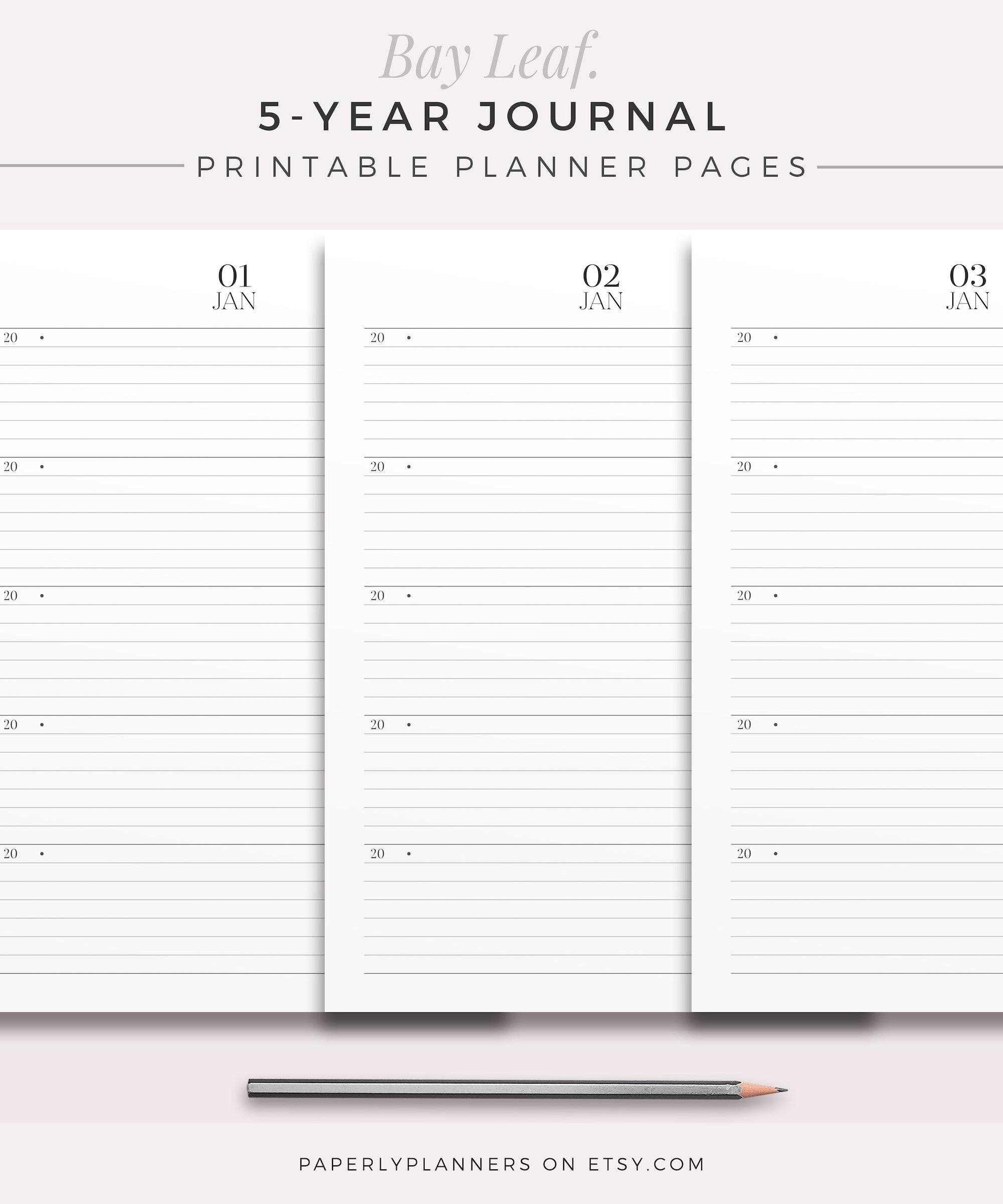 BAY LEAF 5-year Journal A4 & LETTER Printable Planner - Etsy UK
