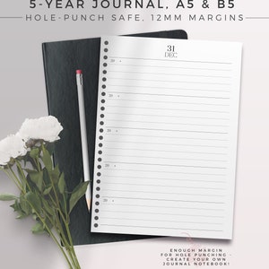 BAY LEAF 5-year Journal | A5 & B5 | Printable Planner Inserts, Undated ...