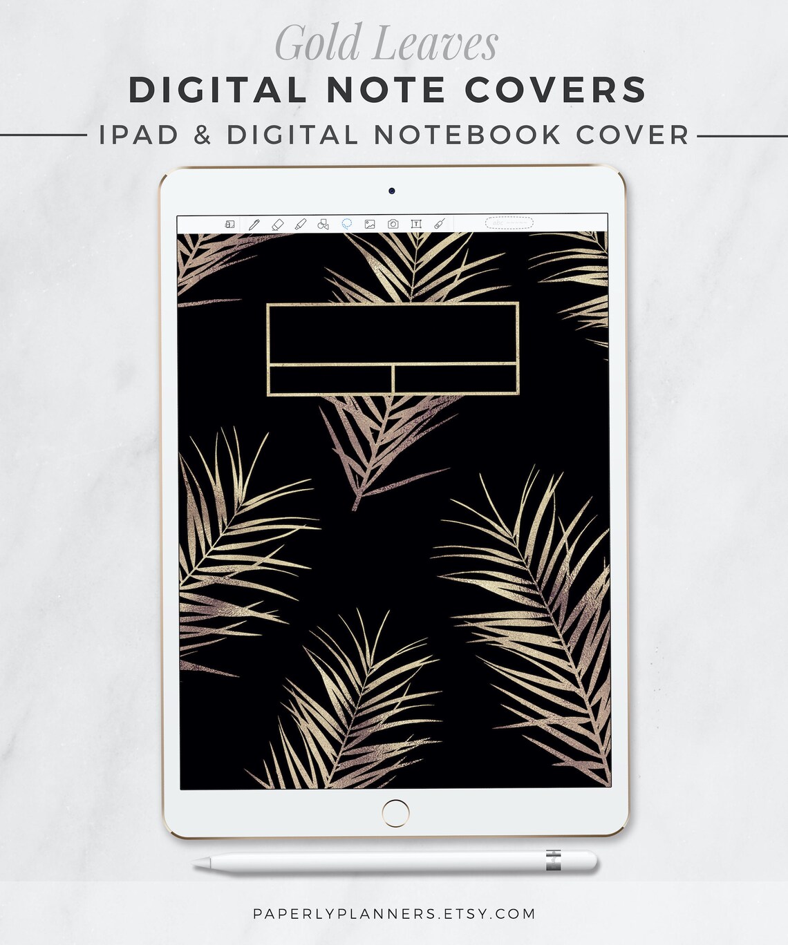 GOLD LEAVES Digital Note Covers | Goodnotes Template | Digital Notebook ...