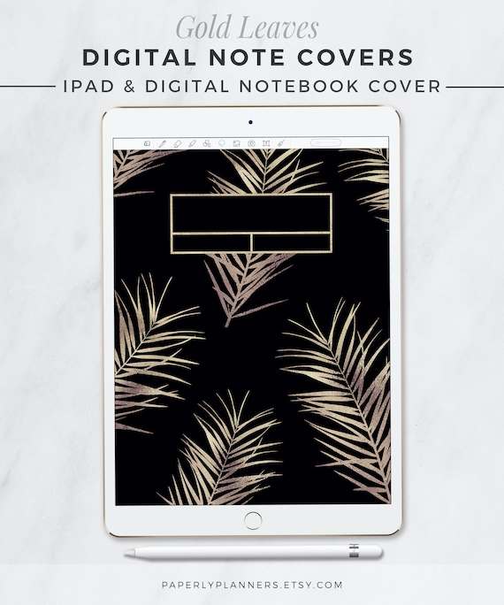 GOLD LEAVES Digital Note Covers Goodnotes Template Digital | Etsy