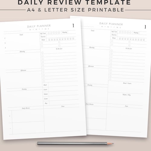 AS MINIMAL Daily Review A4 & LETTER Printable Planner - Etsy
