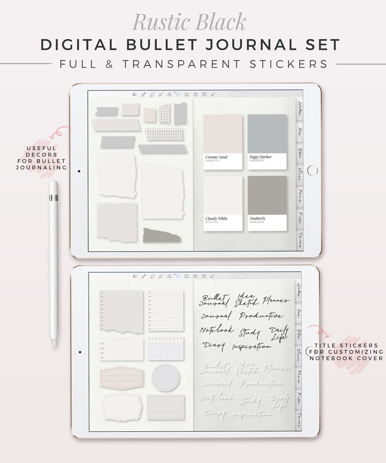 RUSTIC BLACK Digital Bullet Journal Kit Digital Planner - Etsy