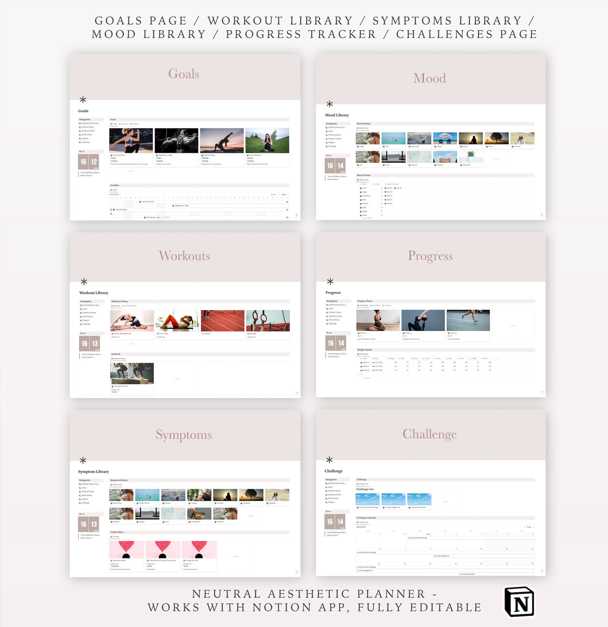 SIMPLE Health Tracker Notion Template Notion Health and Fitness Planner ...