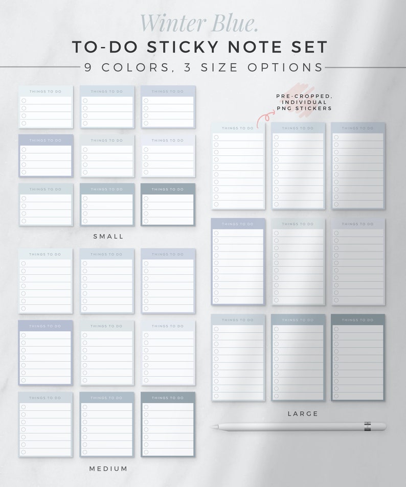 WINTER BLUE To-do Sticky Notes | Digital Sticky Notes, Neutral iPad ...