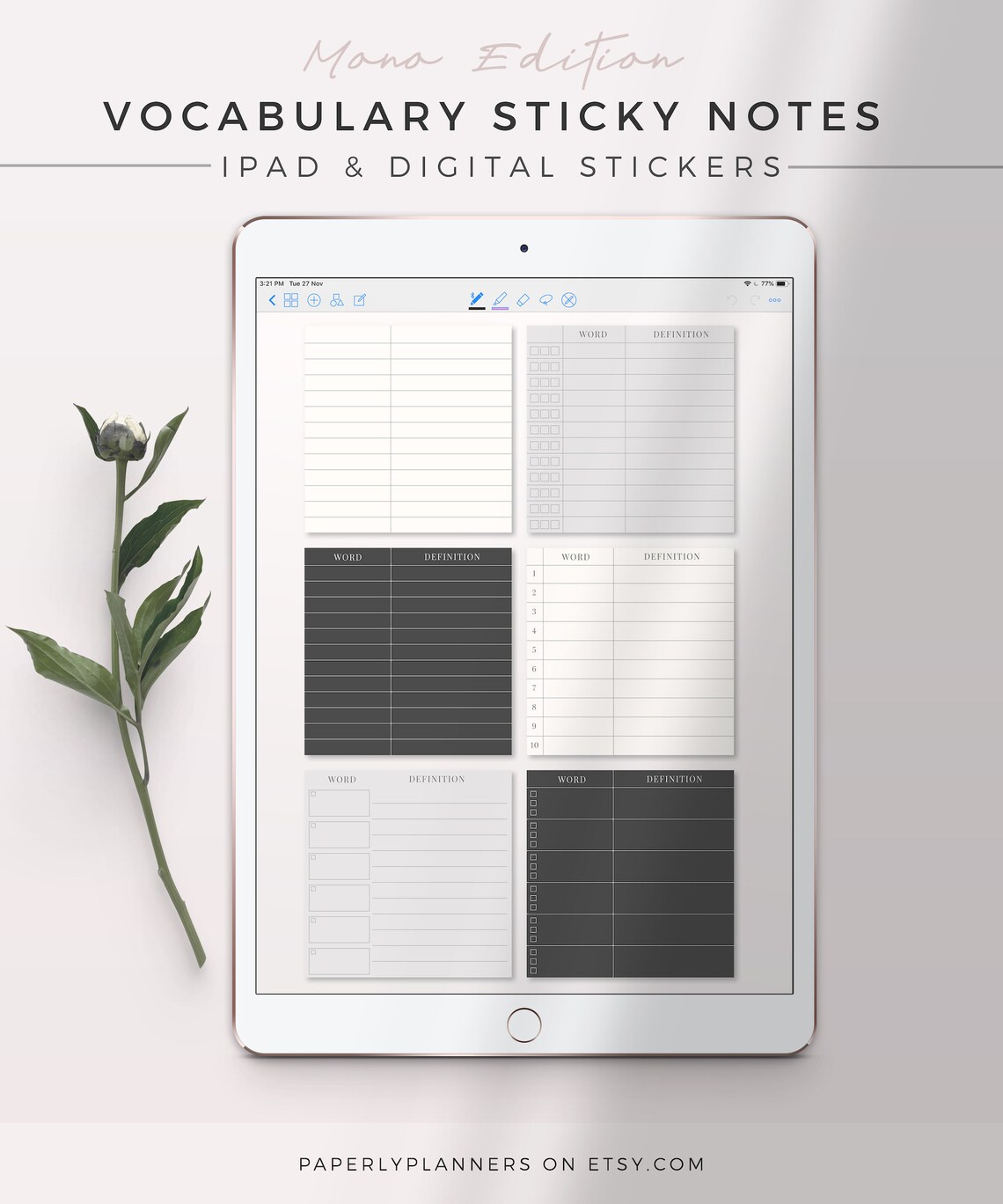 MONO Voca Sticky Notes Ipad Sticky Note Digital Planner - Etsy