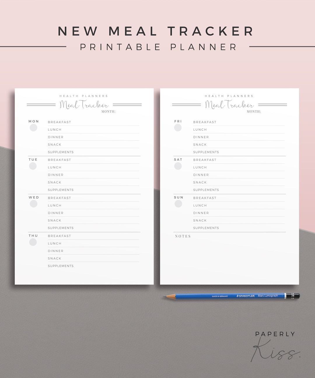New Meal Tracker, Printable Planner Inserts, Food Planner Page ...