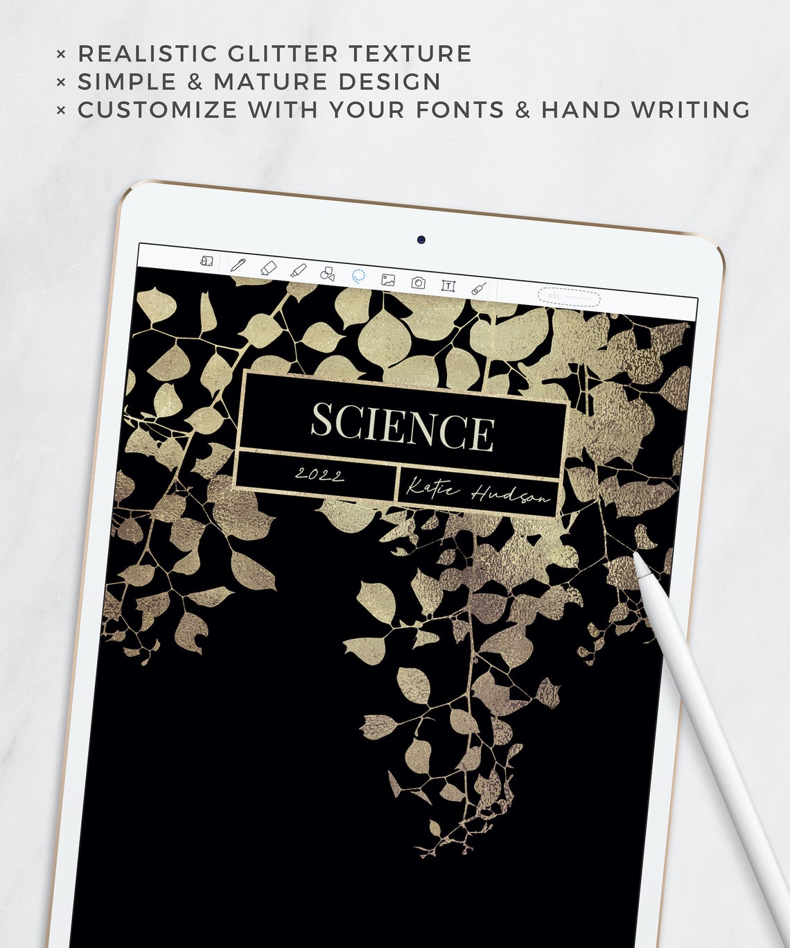 GOLD LEAVES Digital Note Covers | Goodnotes Template | Digital Notebook ...