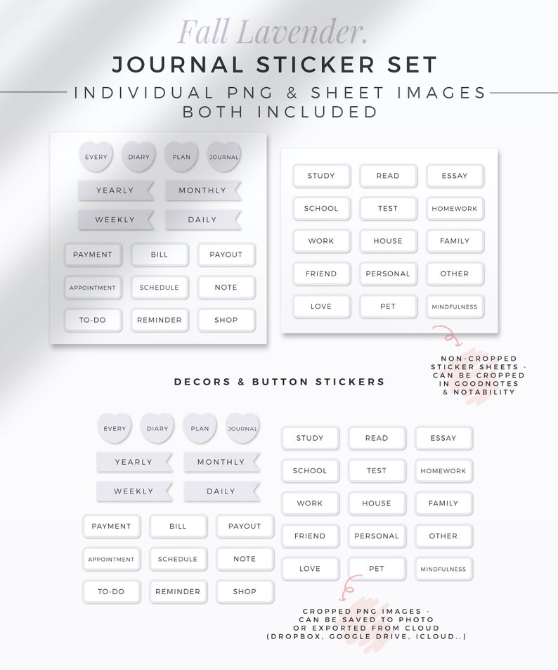 FALL LAVENDER Journal Stickers Digital Stickers Neutral - Etsy