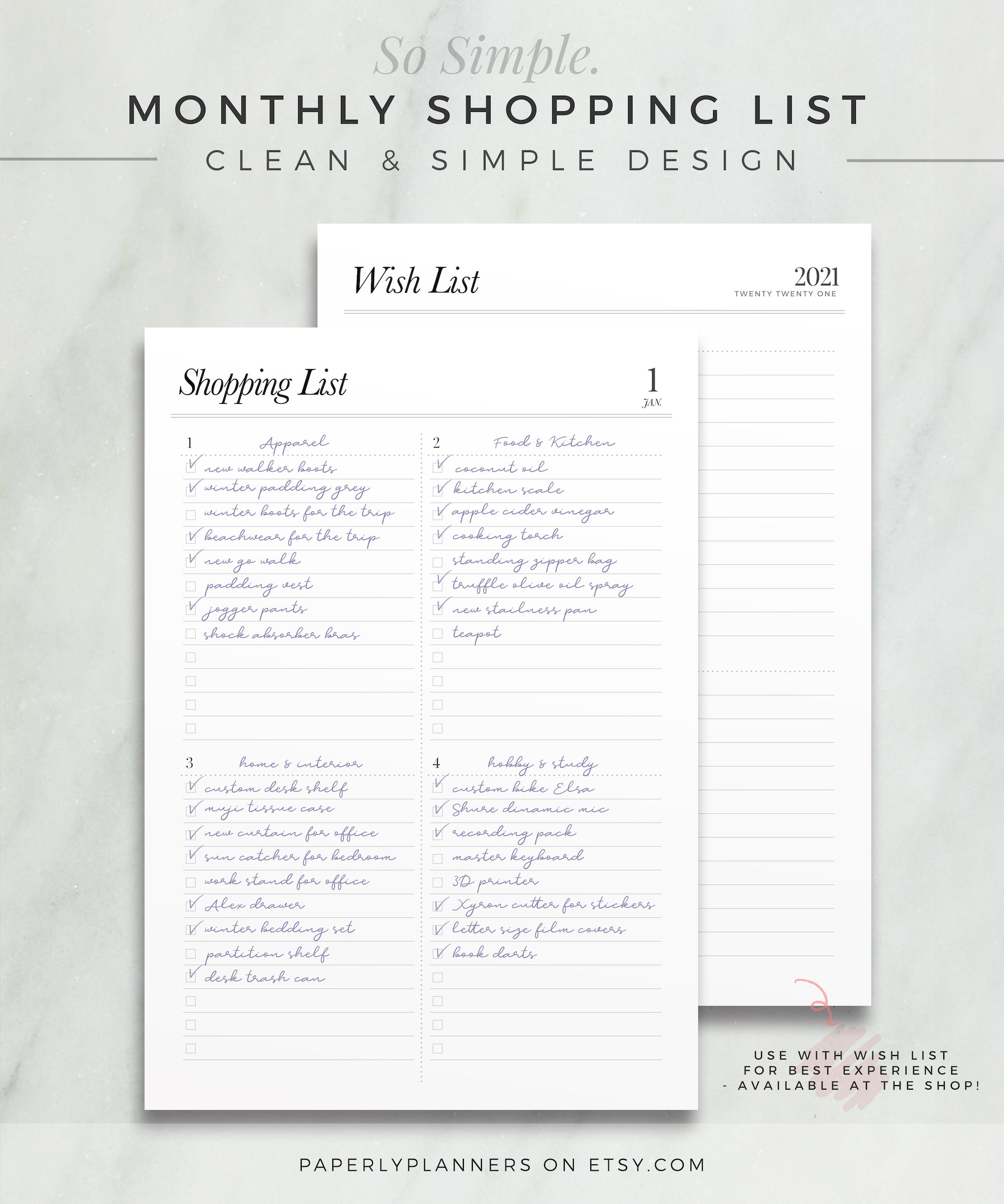 SO SIMPLE Shopping List Monthly Shopping Planner Printable - Etsy