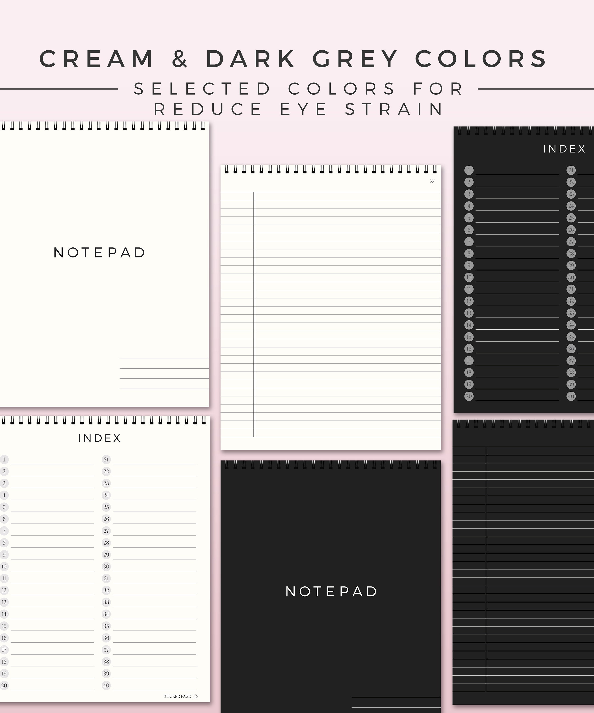 Mono Simple iPad Notepad Set, Digital Note Template, Hyperlink Notebook ...
