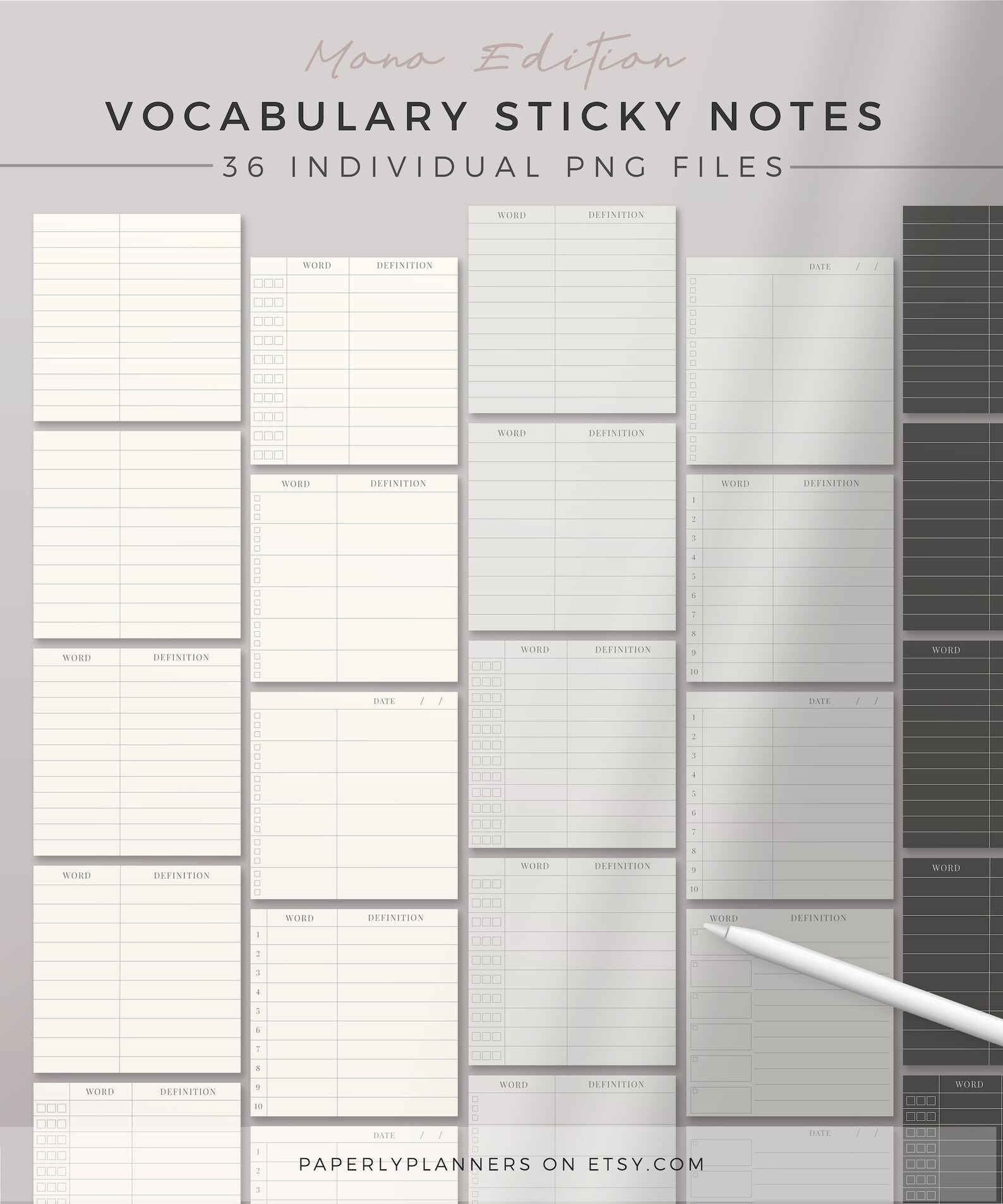 MONO Voca Sticky Notes | iPad Sticky Note, Digital Planner, Goodnotes ...