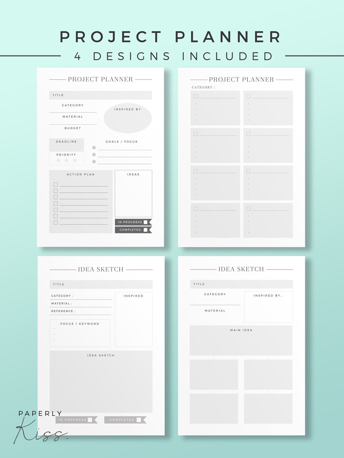 Project Planner, Printable Planner Inserts, Productivity Organizer ...