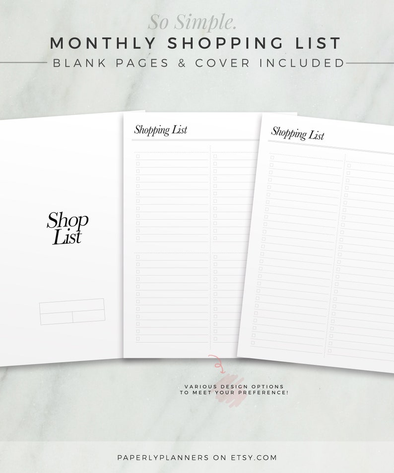 SO SIMPLE Shopping List Monthly Shopping Planner Printable - Etsy