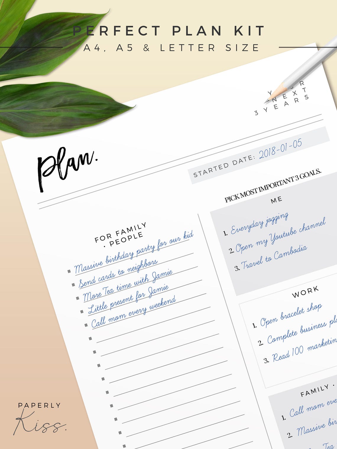 Perfect Plan Kit, Printable Planner Bundle, Modern Life Organizer ...