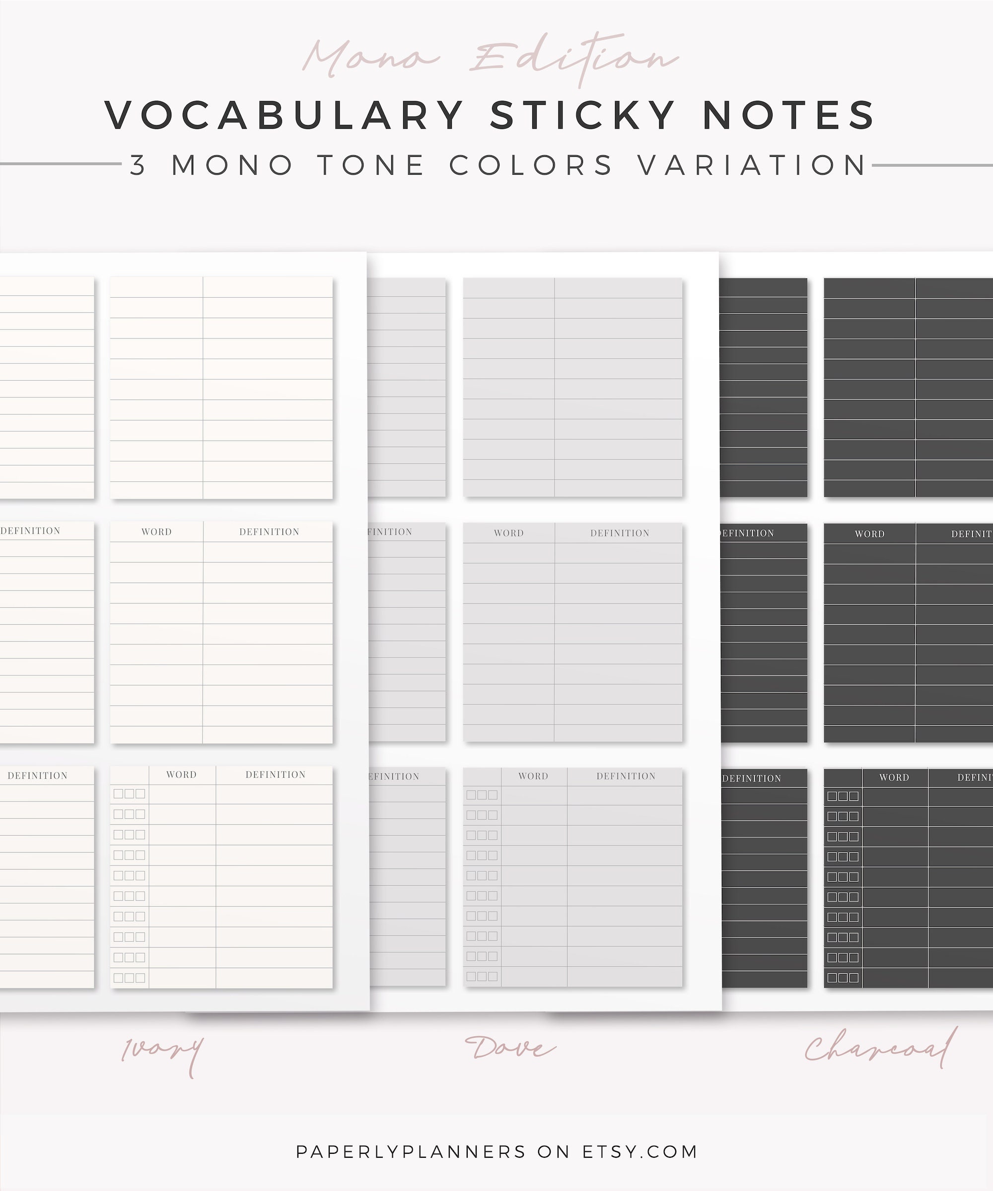 MONO Voca Sticky Notes | iPad Sticky Note, Digital Planner, Goodnotes ...