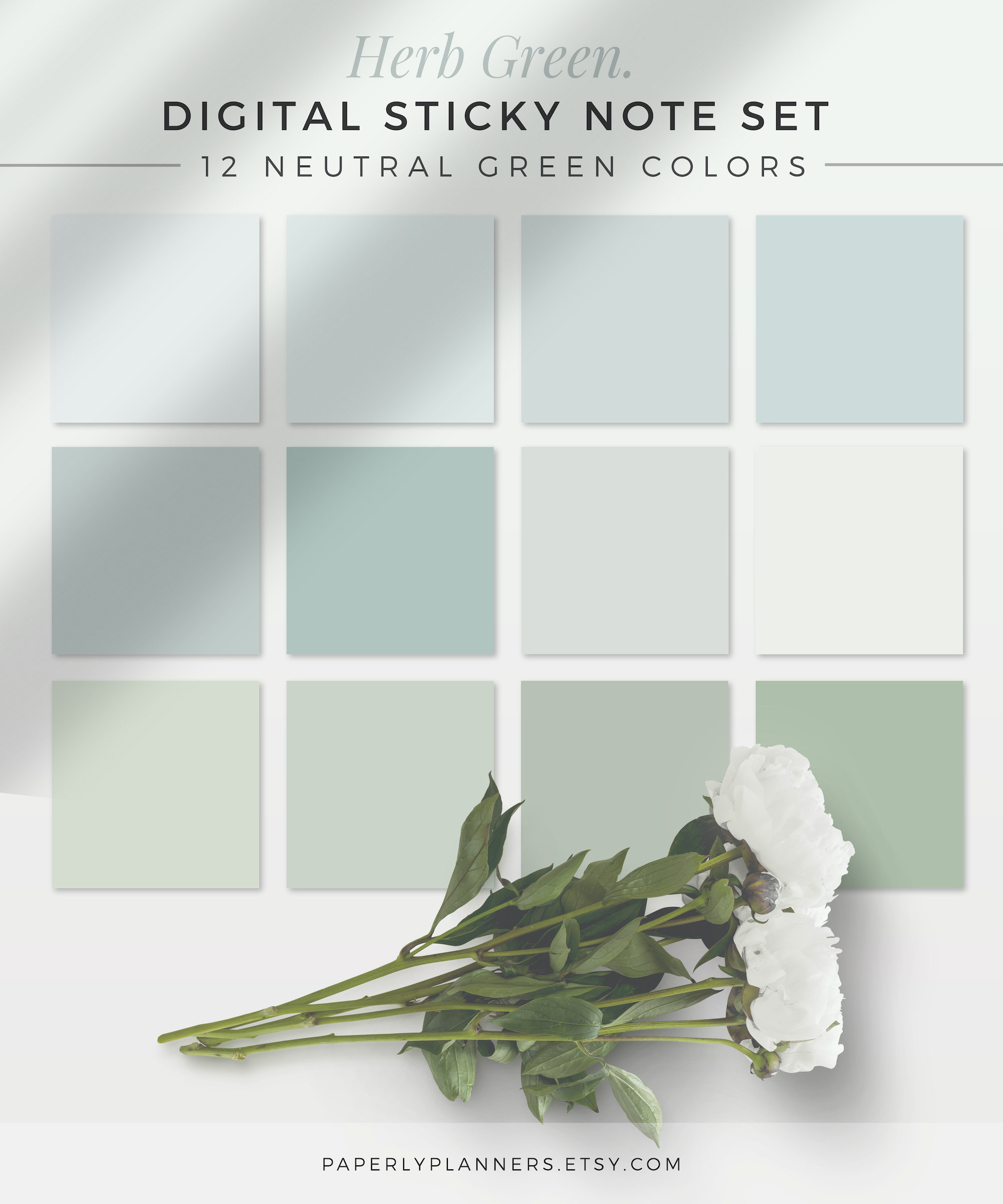 HERB GREEN Digital Sticky Note Set | Neutral Sticky Notes, iPad Sticky ...