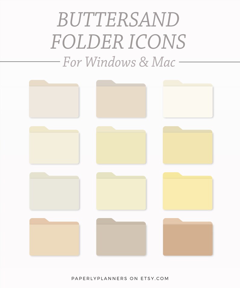 6 NEUTRAL PASTEL Folder Icons Pack Mac and Windows - Etsy