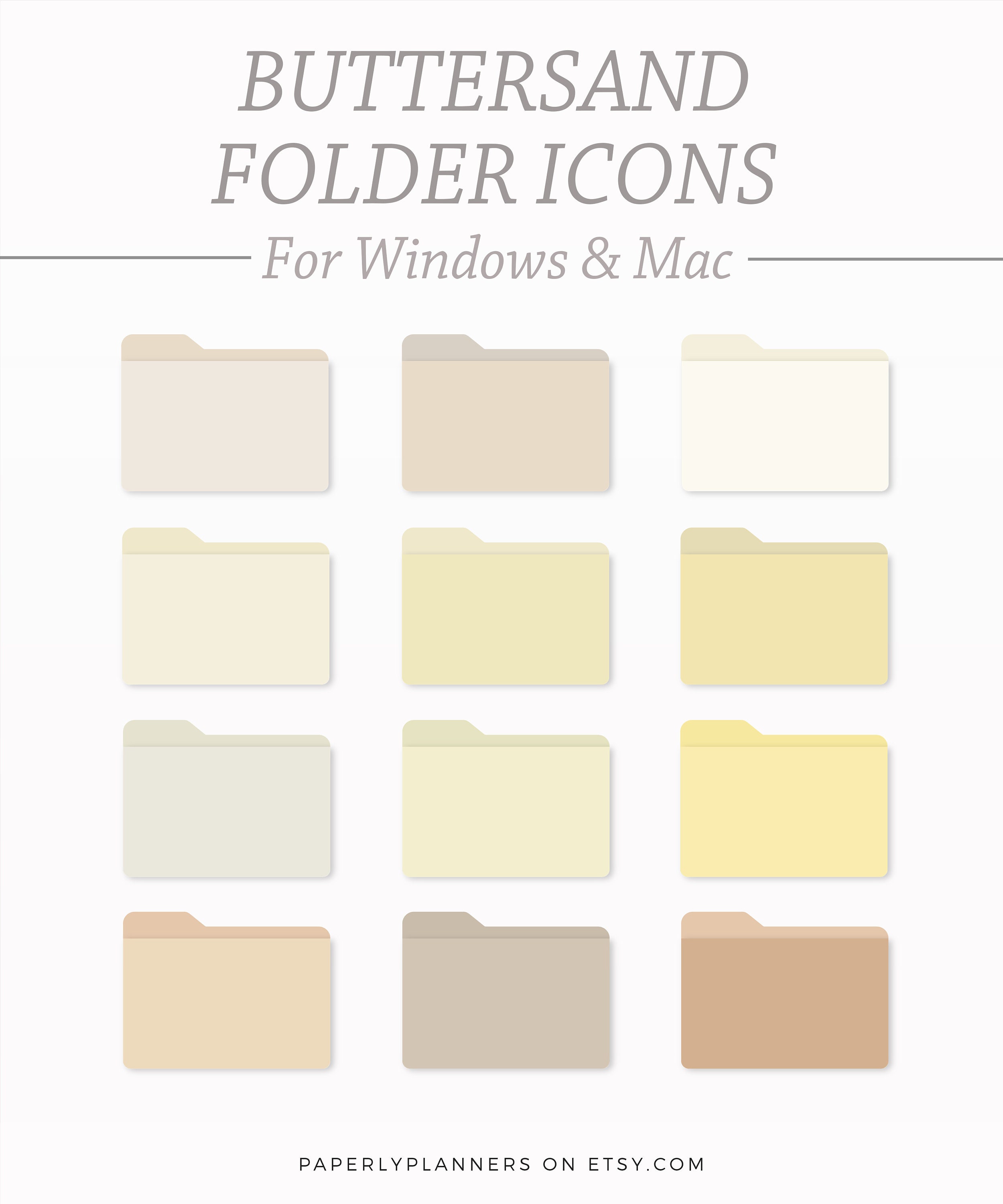 6 NEUTRAL PASTEL Folder Icons Pack Mac and Windows - Etsy