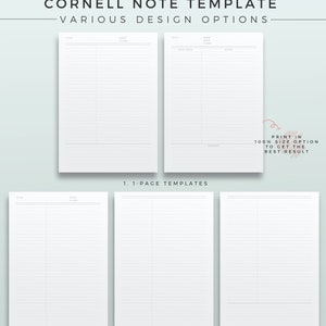 SIMPLE Cornell Note Template, Printable Note Inserts, Productivity Study Note, Study Journal ...
