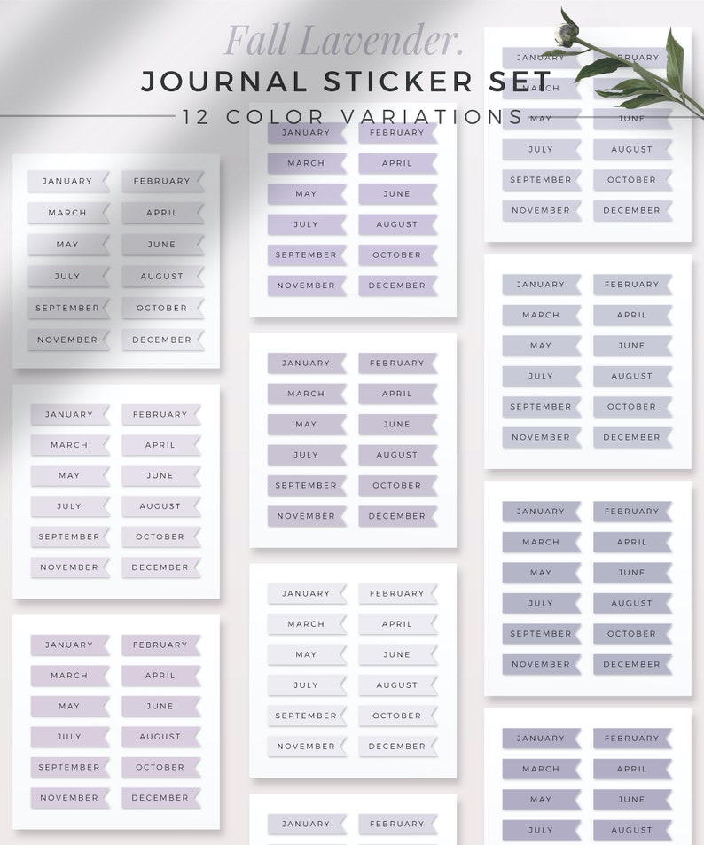 FALL LAVENDER Journal Stickers | Digital Stickers, Neutral Sticky Notes ...