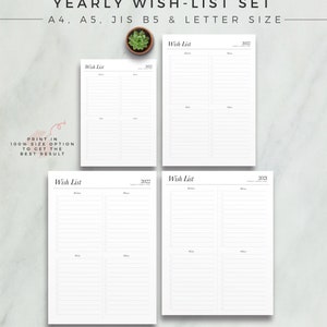 SO SIMPLE Wish List Set | Yearly Shopping Planner, Printable Planner ...