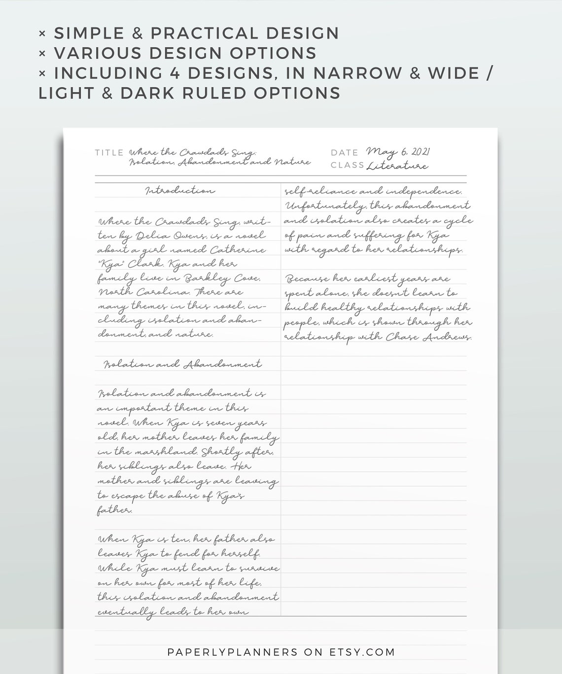 SIMPLE Steno Note Template A4 & LETTER Printable Steno | Etsy