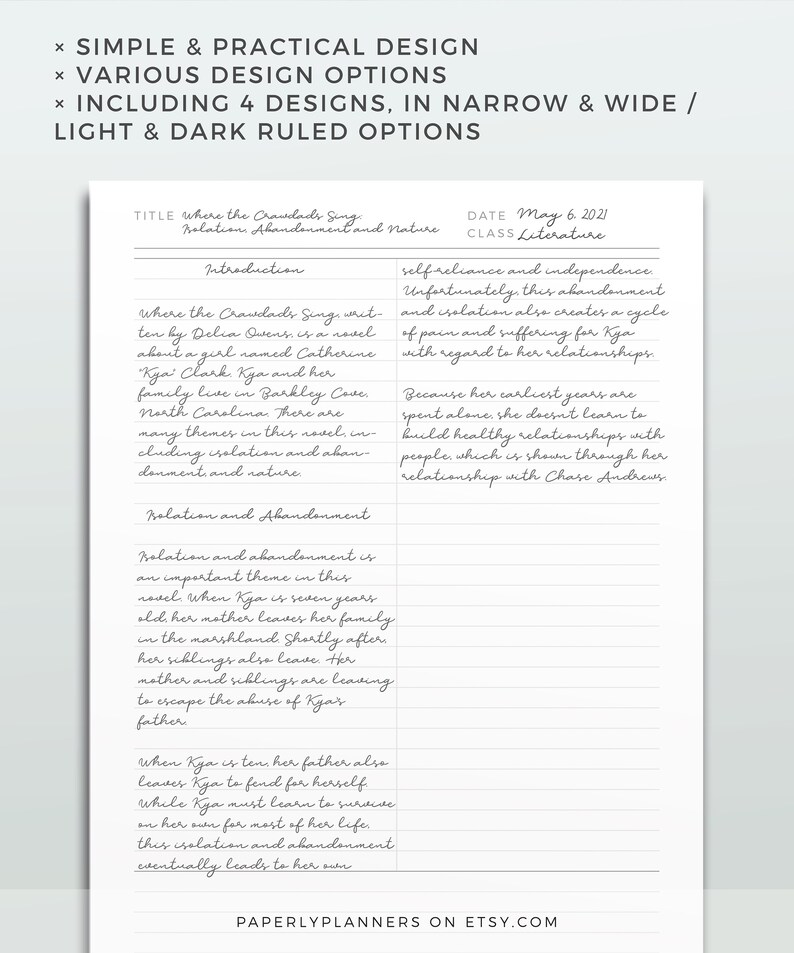 SIMPLE Steno Note Template | A4 & LETTER | Printable Steno Note Inserts ...