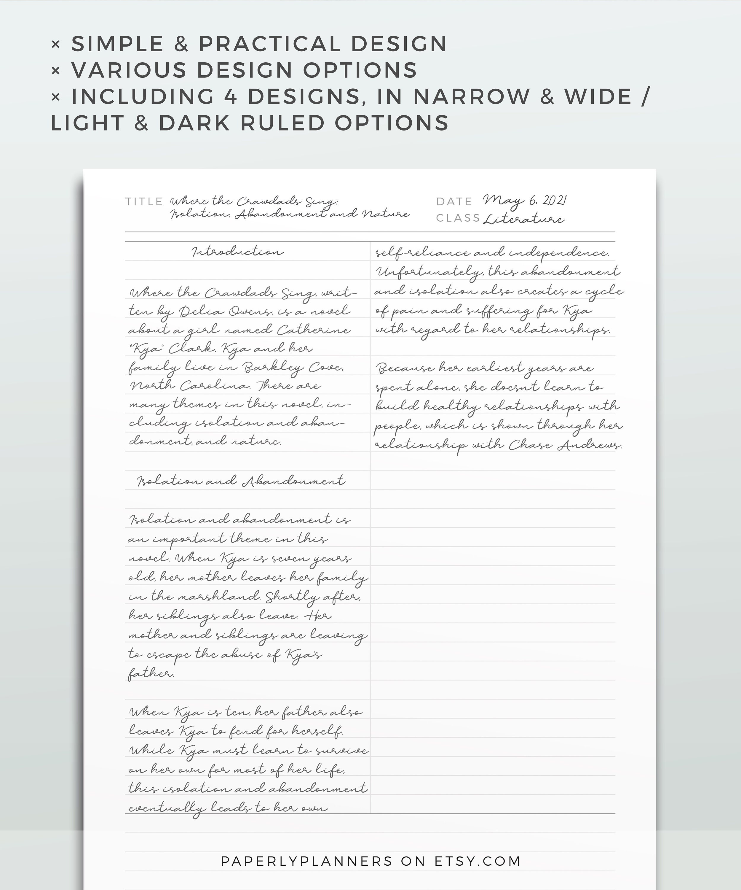 SIMPLE Steno Note Template | A4 & LETTER | Printable Steno Note Inserts ...