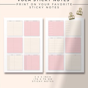 Voca Sticky Notes | Printable Sticky Notes Template, Word Book Template ...
