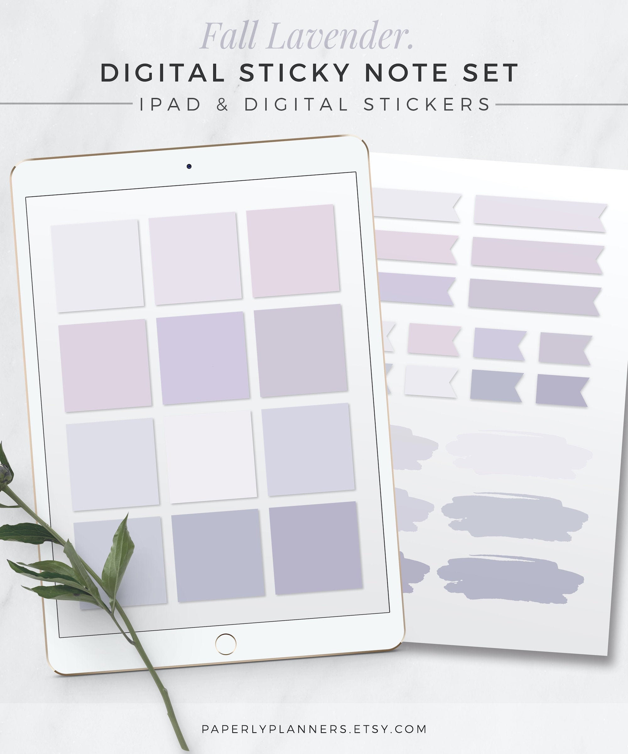 FALL LAVENDER Digital Sticky Note Set Neutral Sticky Notes | Etsy