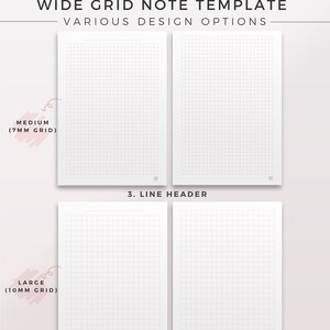 6 PASTEL Grid Note | WIDE Grid, Notebook Template, Printable Note ...