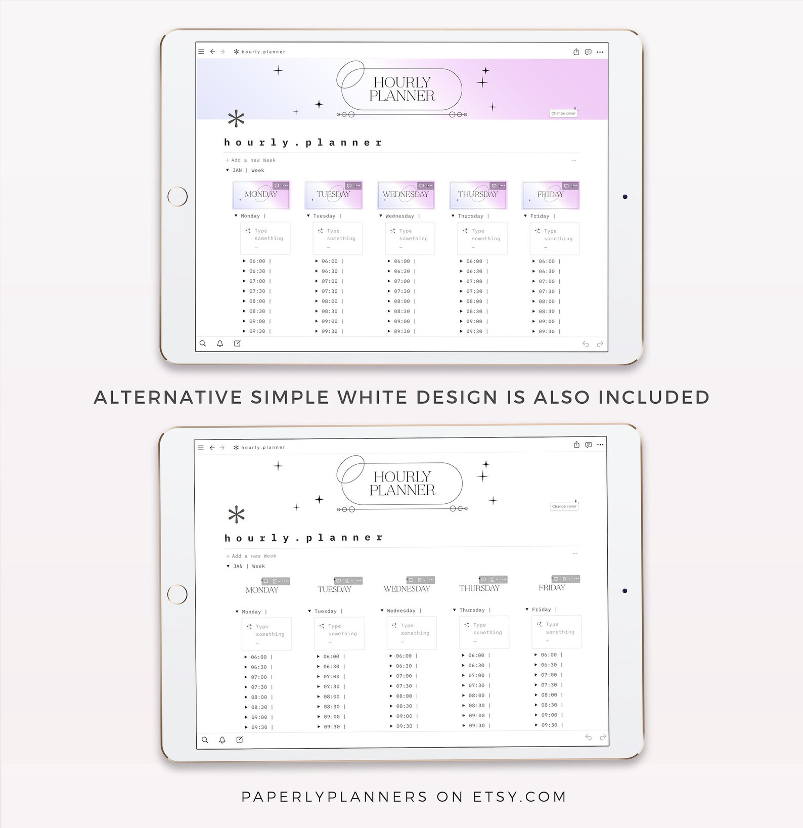Hourly Planner Notion Template | VIOLET GRADIENT | Notion Weekly ...