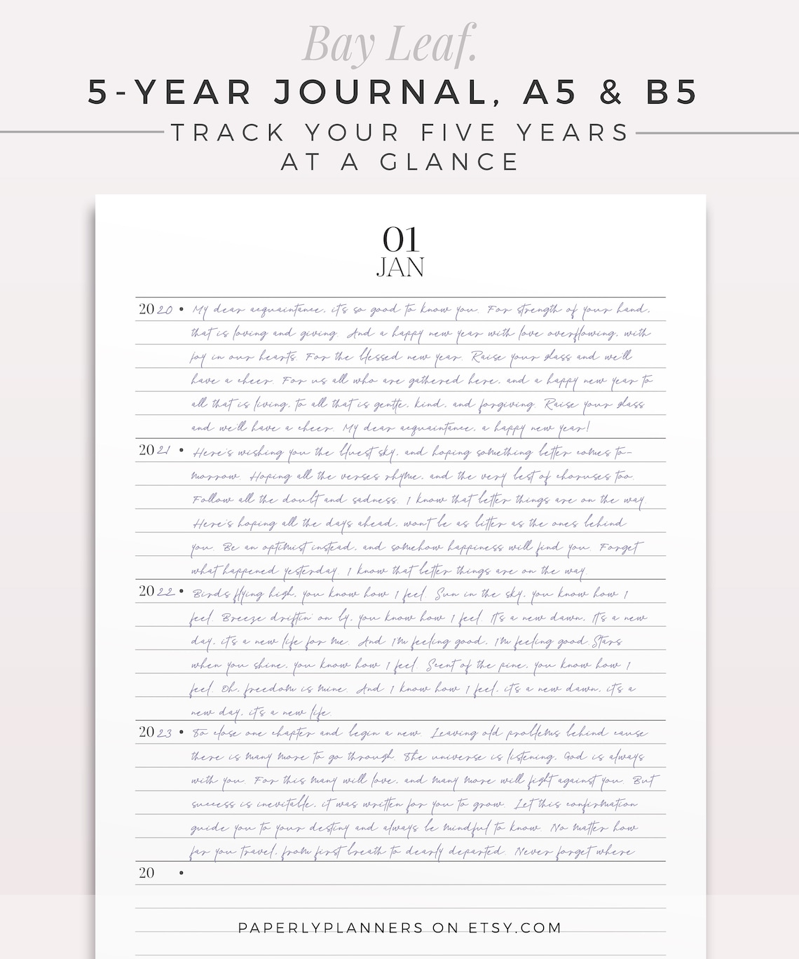 BAY LEAF 5-year Journal A5 & B5 Printable Planner Inserts - Etsy Canada