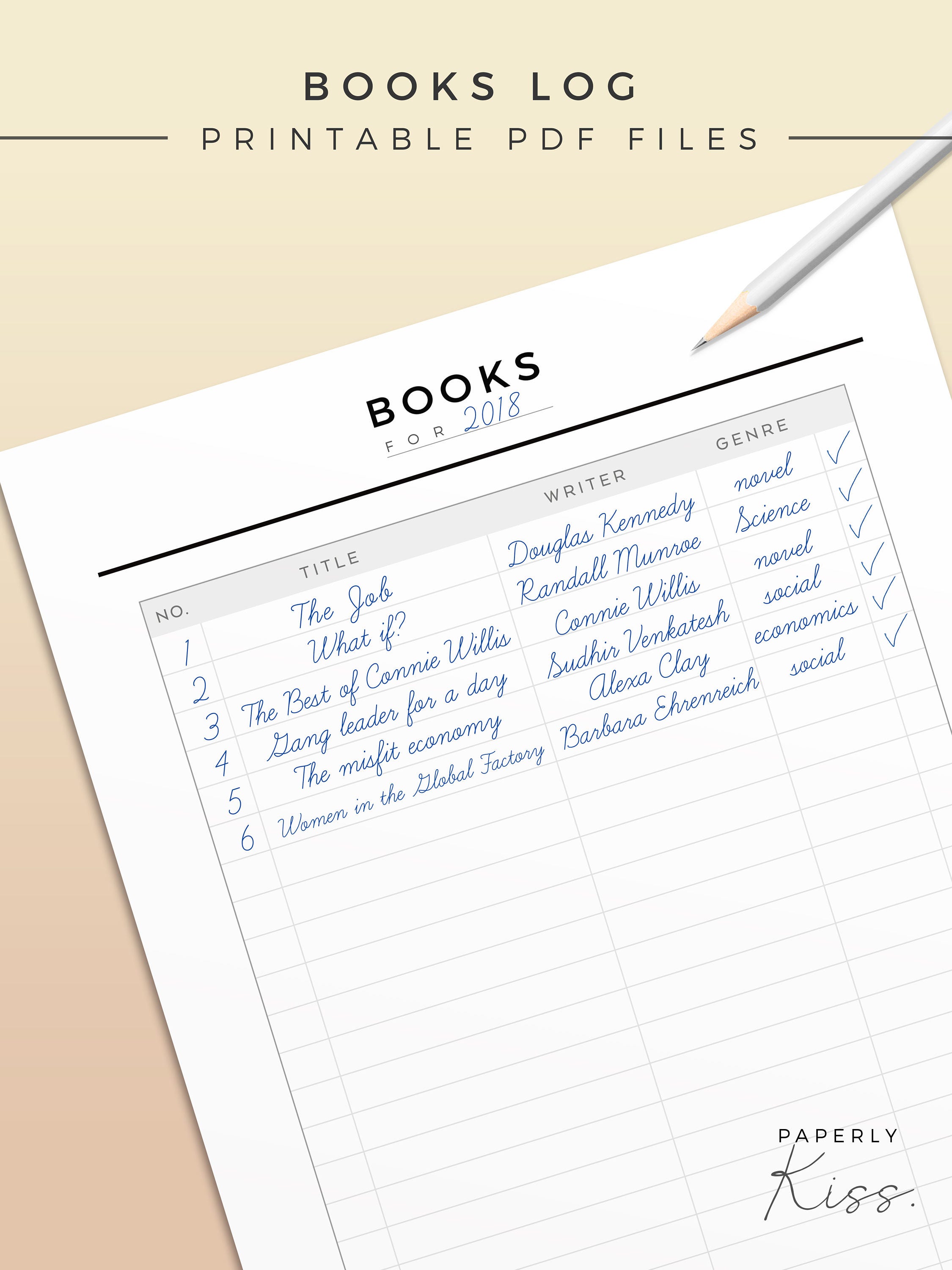 Books Log for Every Year, Printable Planner Insert, Modern Read ...