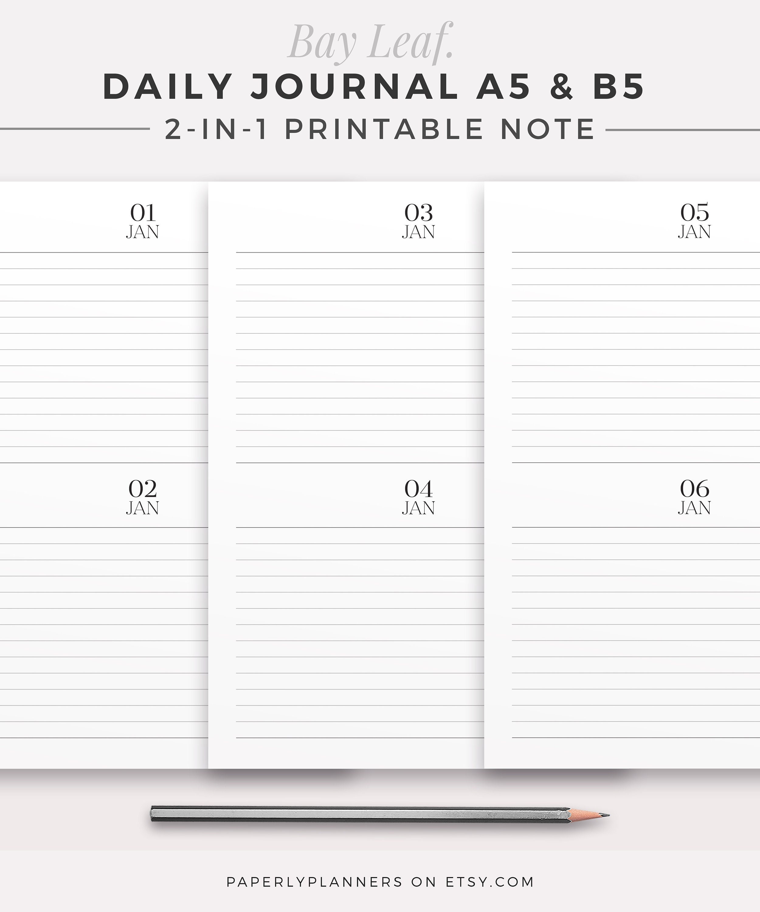 BAY LEAF Daily Journal | A5 & B5 | 2-in-1 Journal | Two Days on One ...