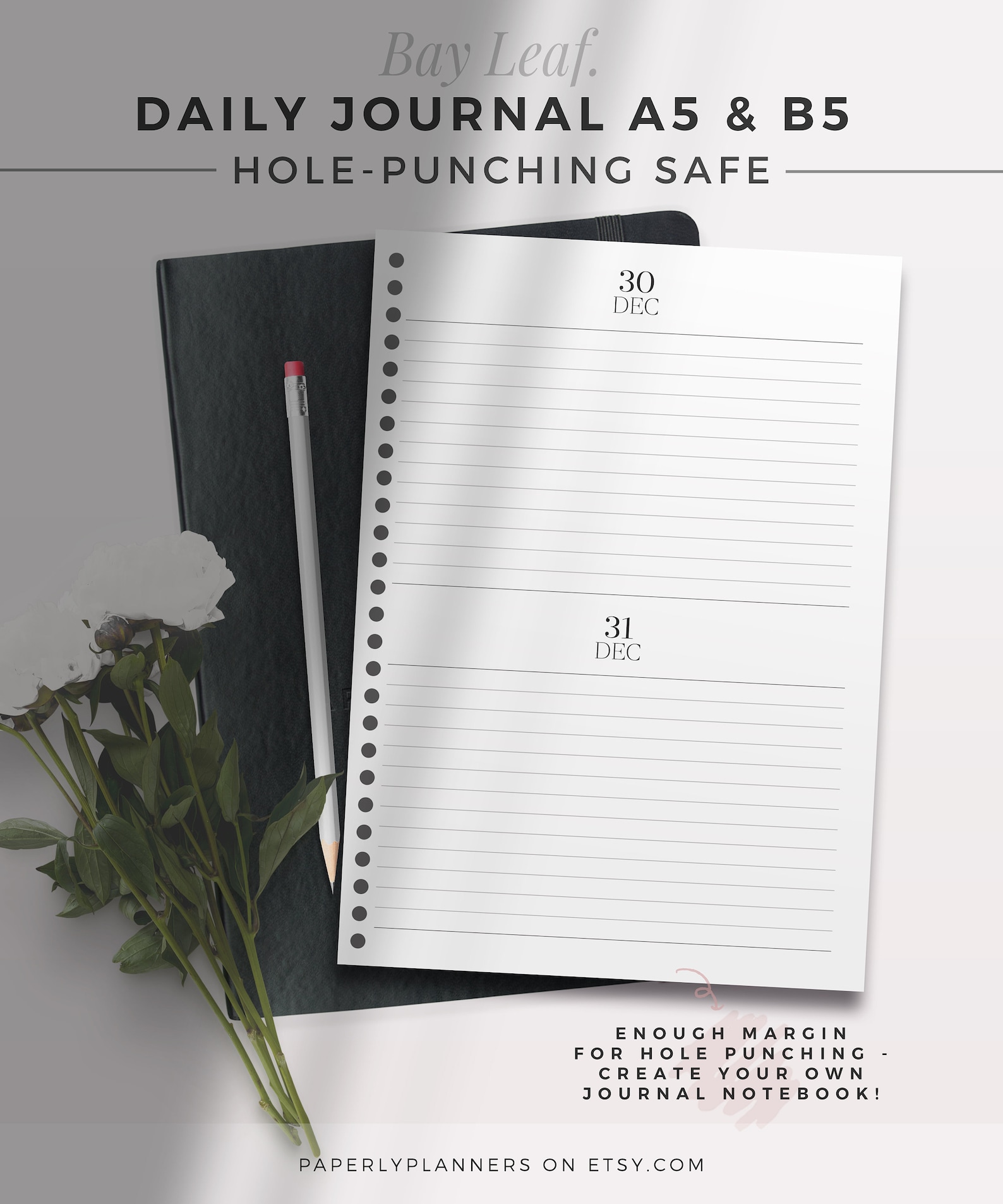 BAY LEAF Daily Journal | A5 & B5 | 2-in-1 Journal | Two Days on One ...