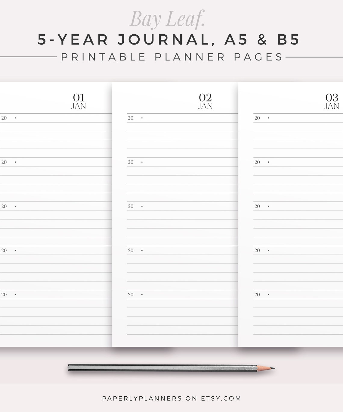 BAY LEAF 5-year Journal A5 & B5 Printable Planner Inserts - Etsy Canada