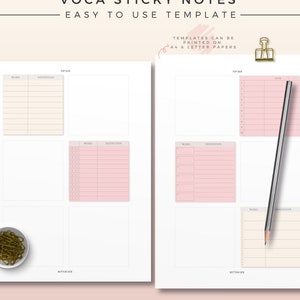 Voca Sticky Notes | Printable Sticky Notes Template, Word Book Template ...