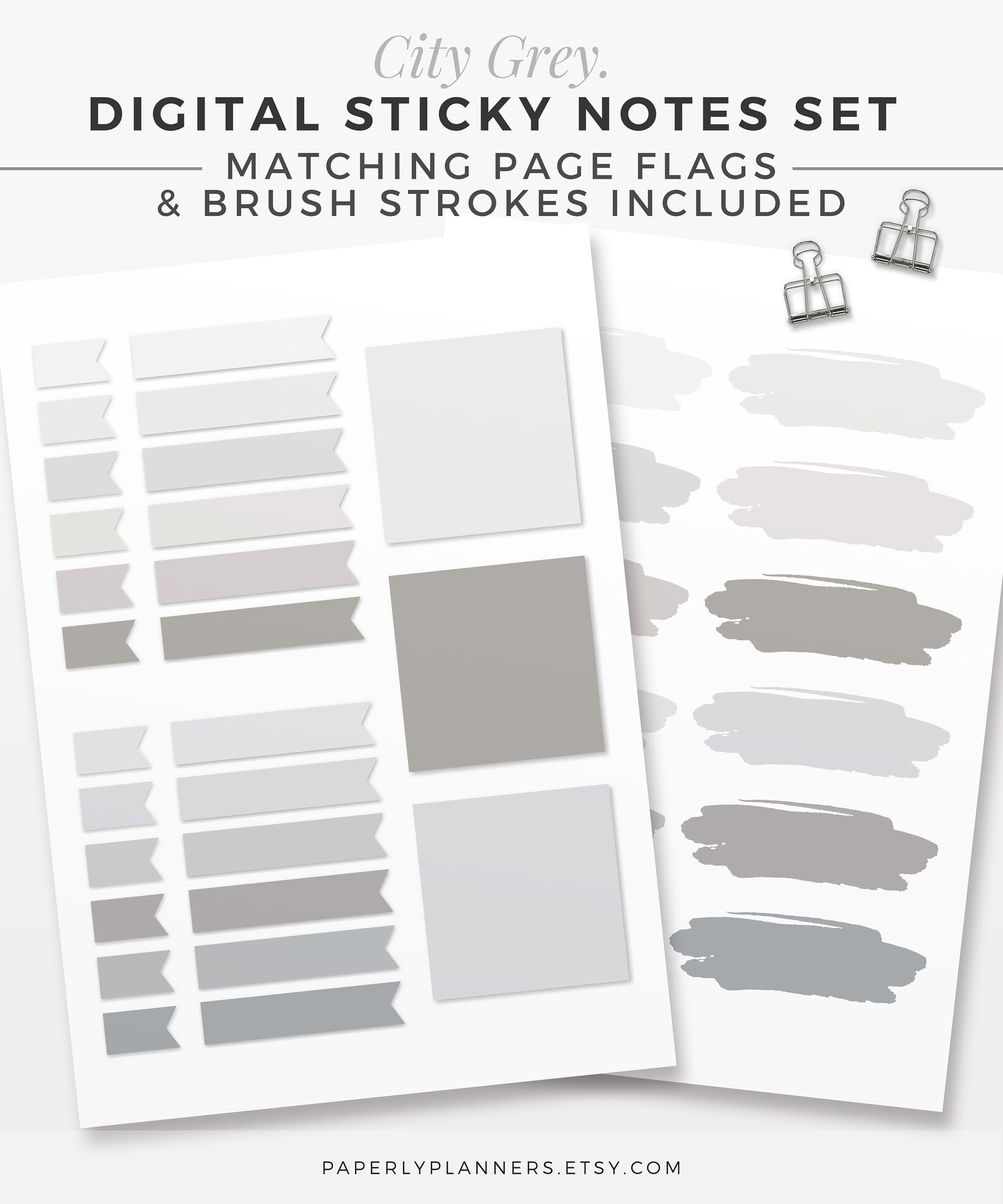 CITY GREY Digital Sticky Notes Goodnotes Sticker Book | Etsy